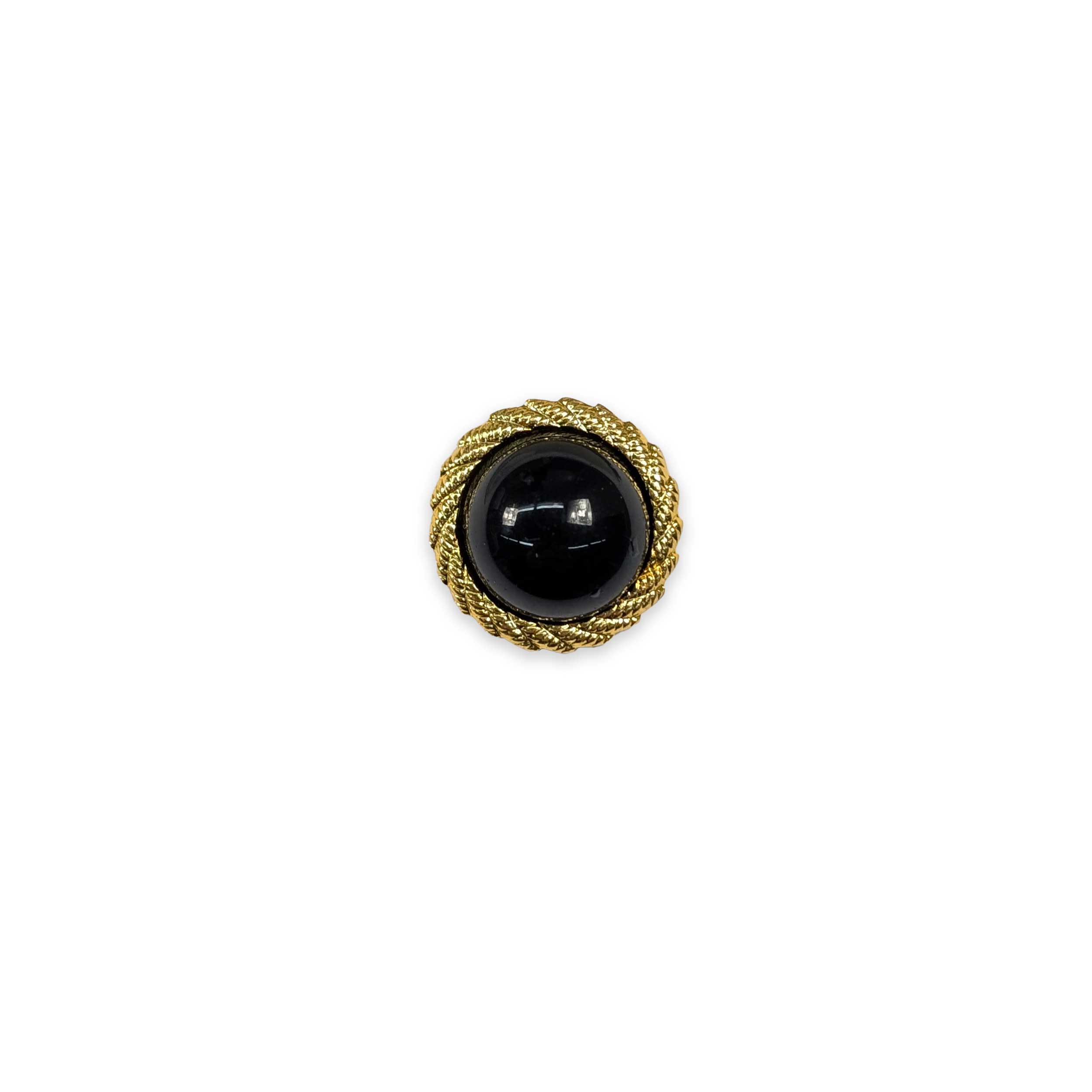 Smooth Stone Button Black Gold Edge Worked | Panini