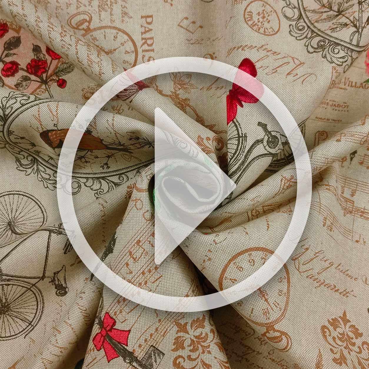 Paris Romance Themed Half Panama Fabric