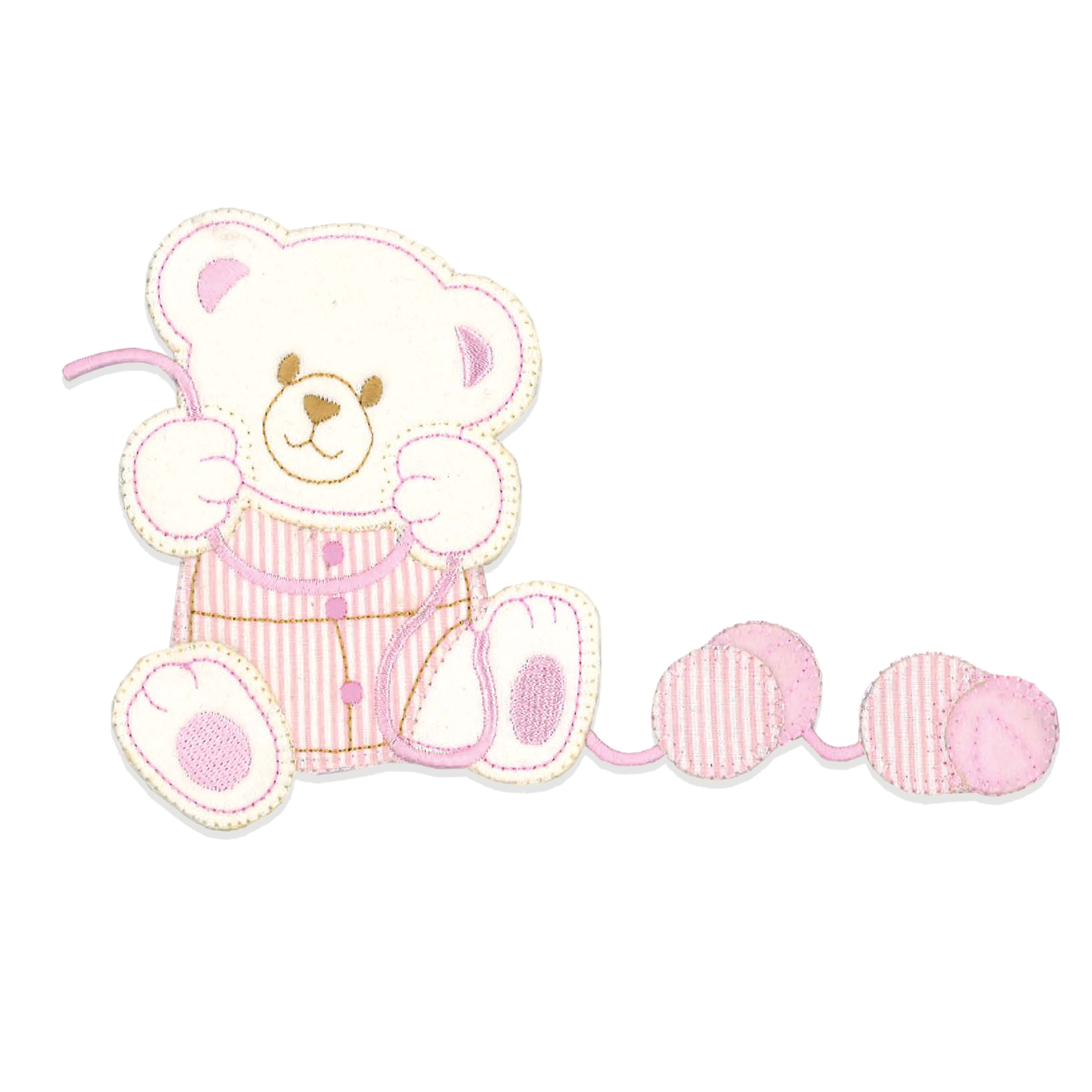 Teddy bear thermoadhesive patch with pink ruffles