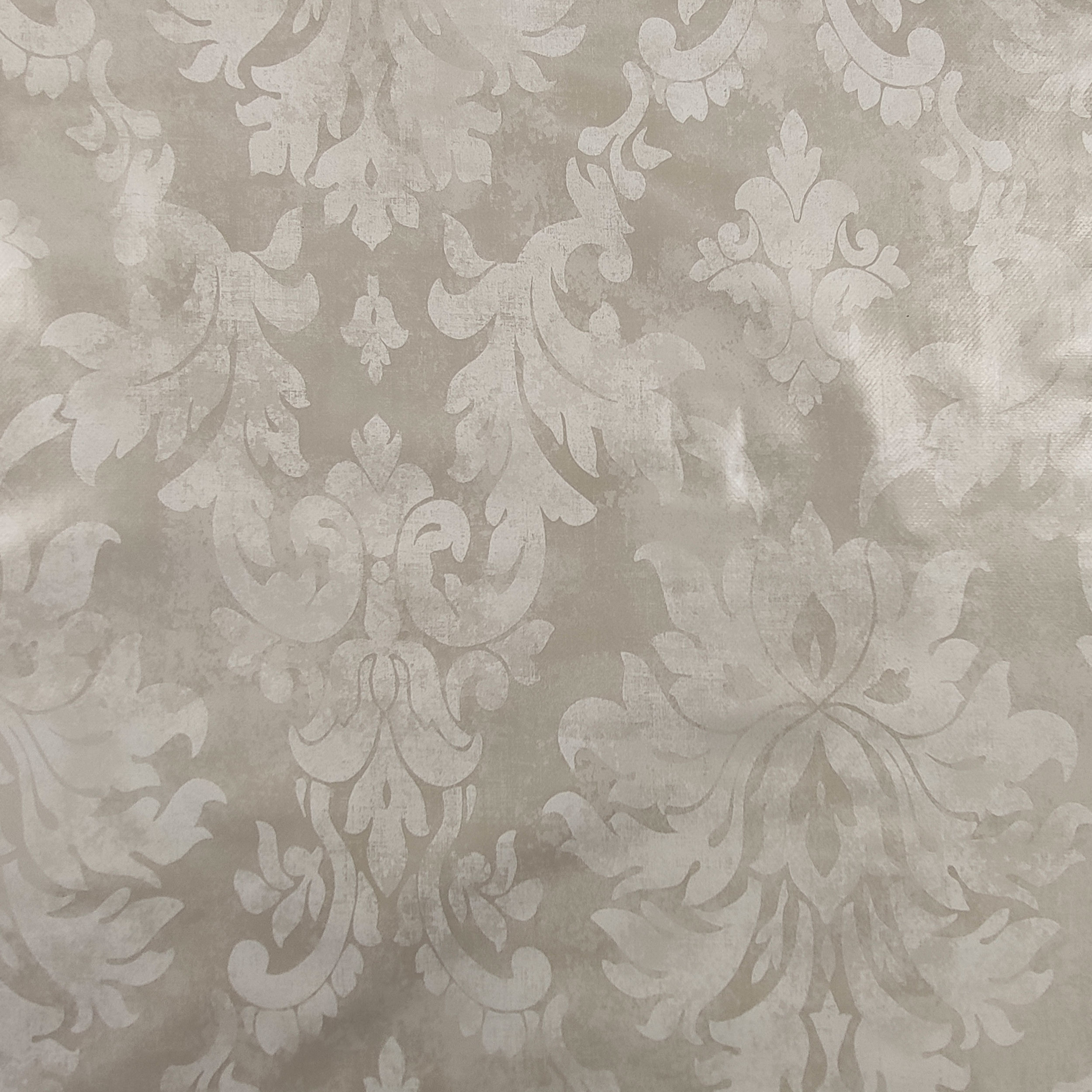 Damask Patterned Plastic Tablecloth in Beige
