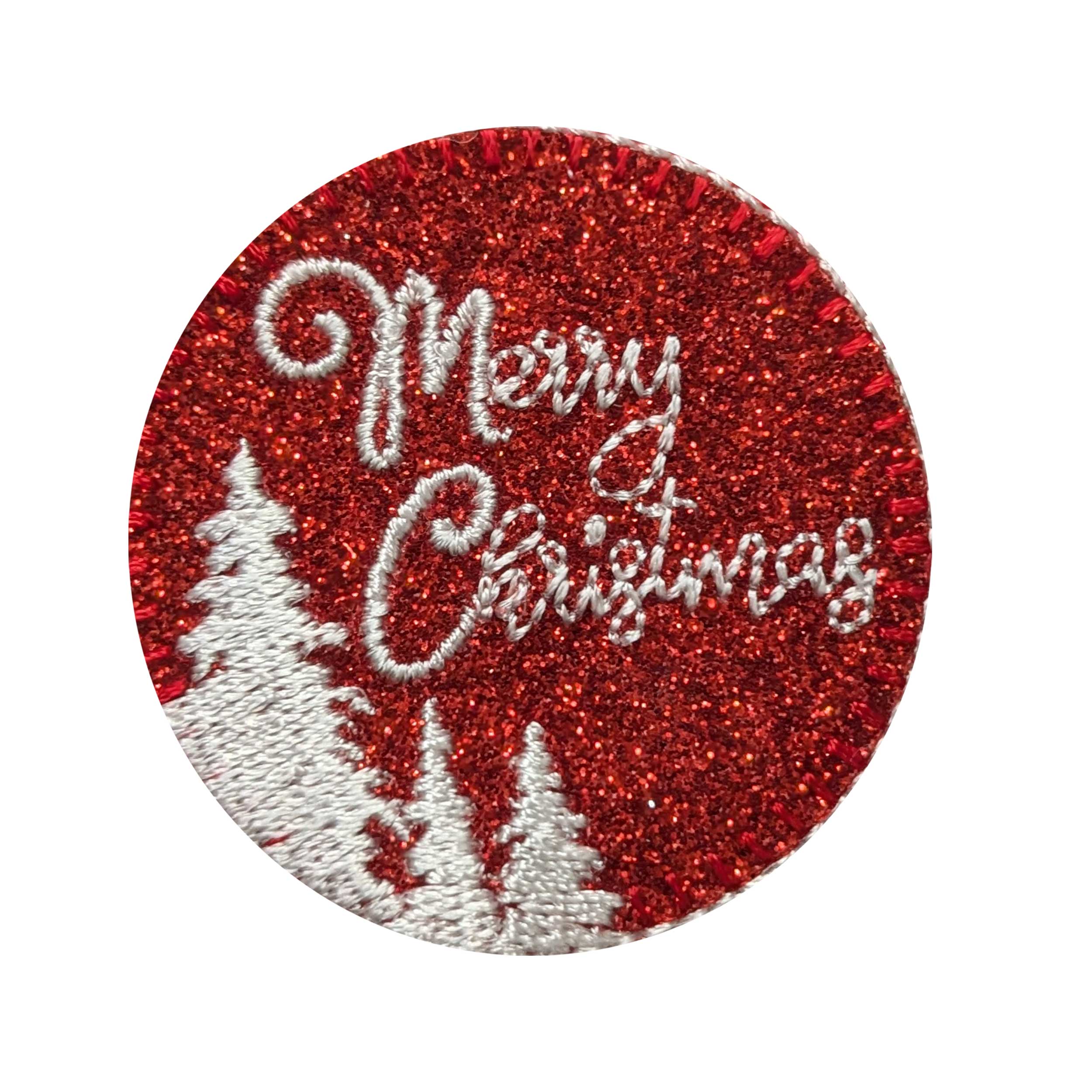 Merry Christmas Round Red Heat-Adhesive Patch