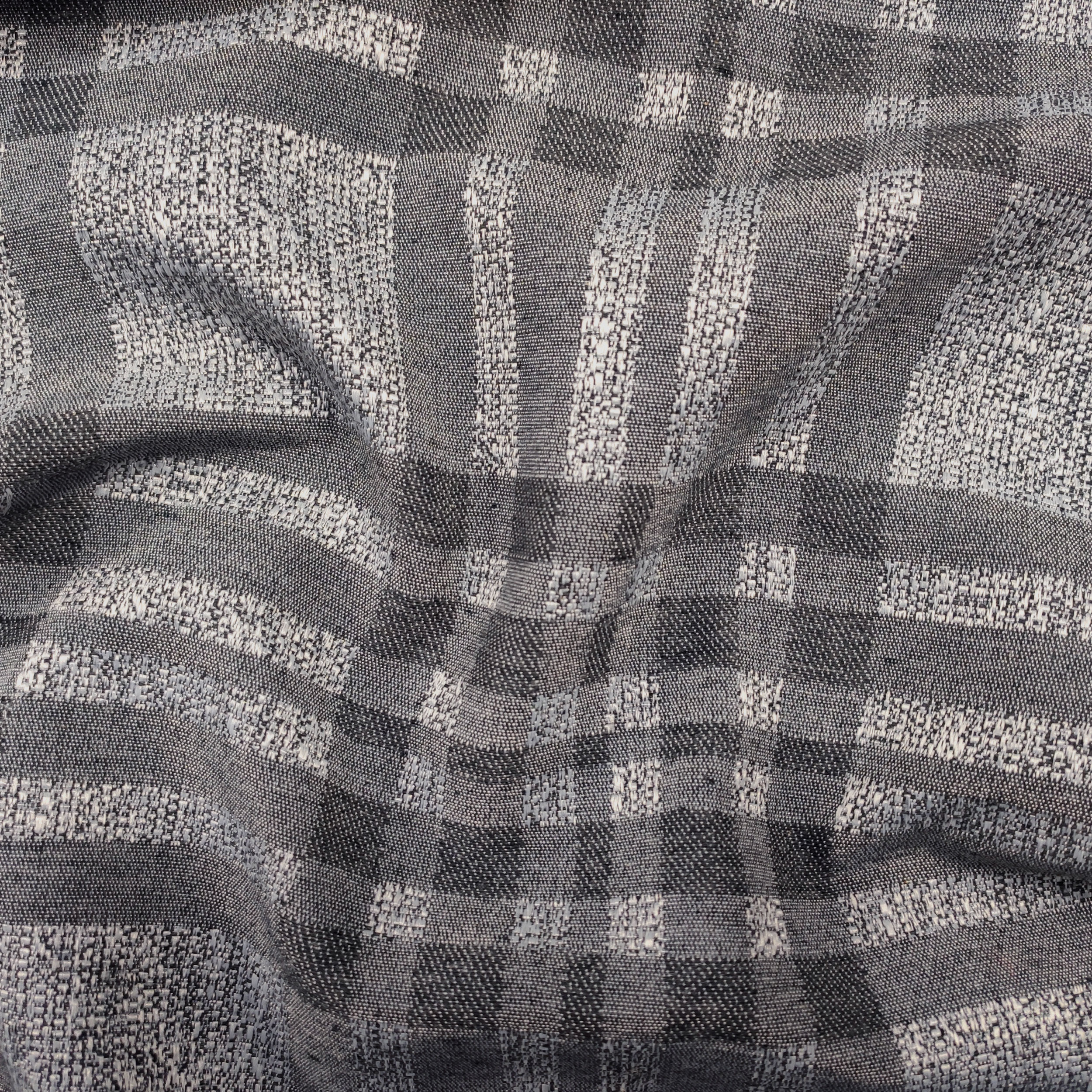Grey Tartan Cotton Blend Furnishing Fabric