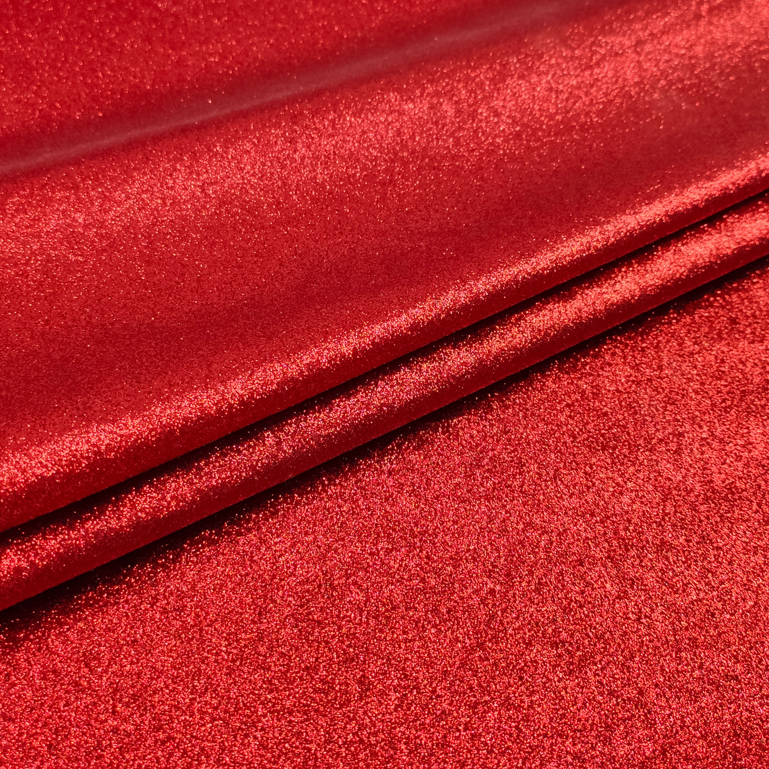 Red Sparkly Satin Fabric by the Meter