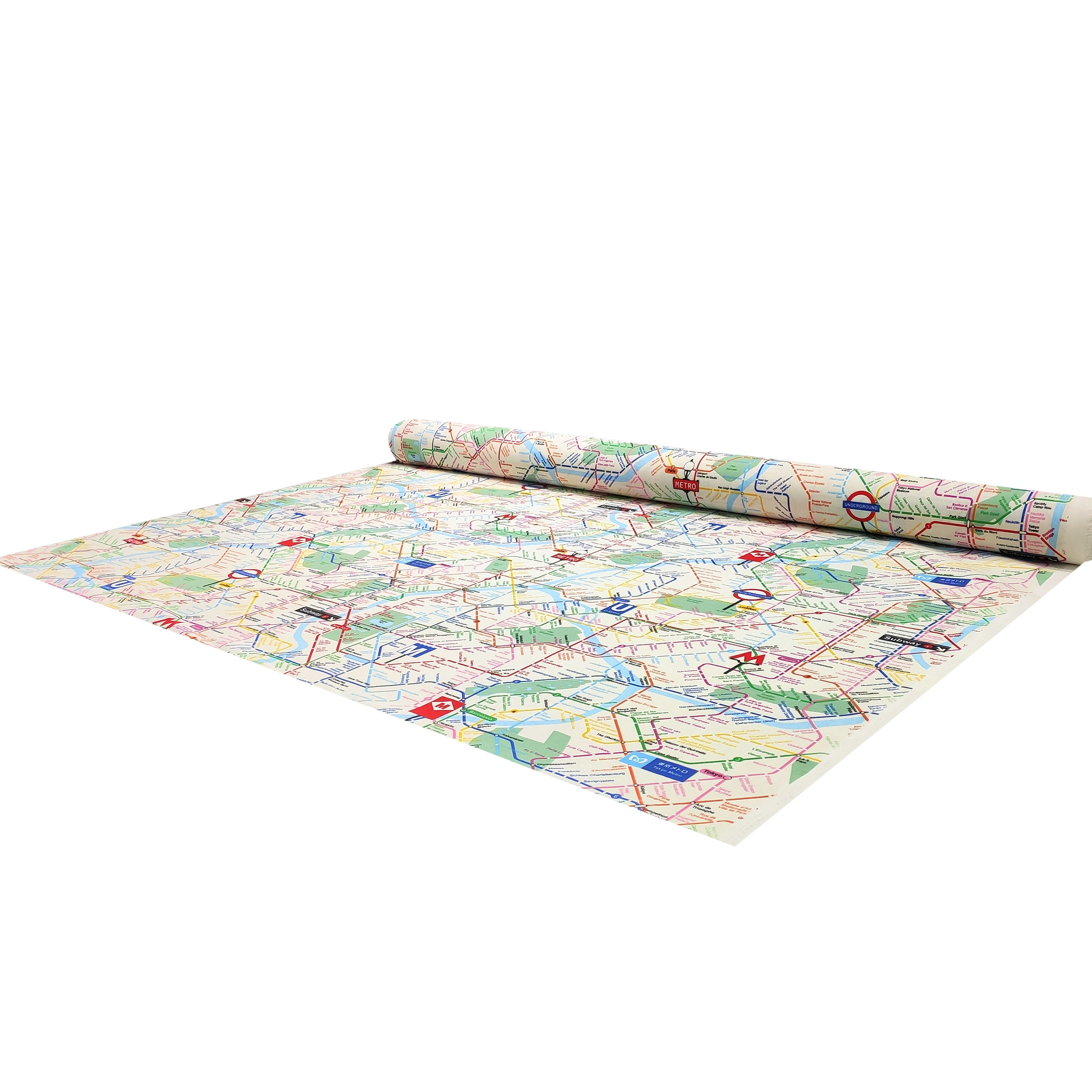 Subway Map Printed Half Panama Fabric