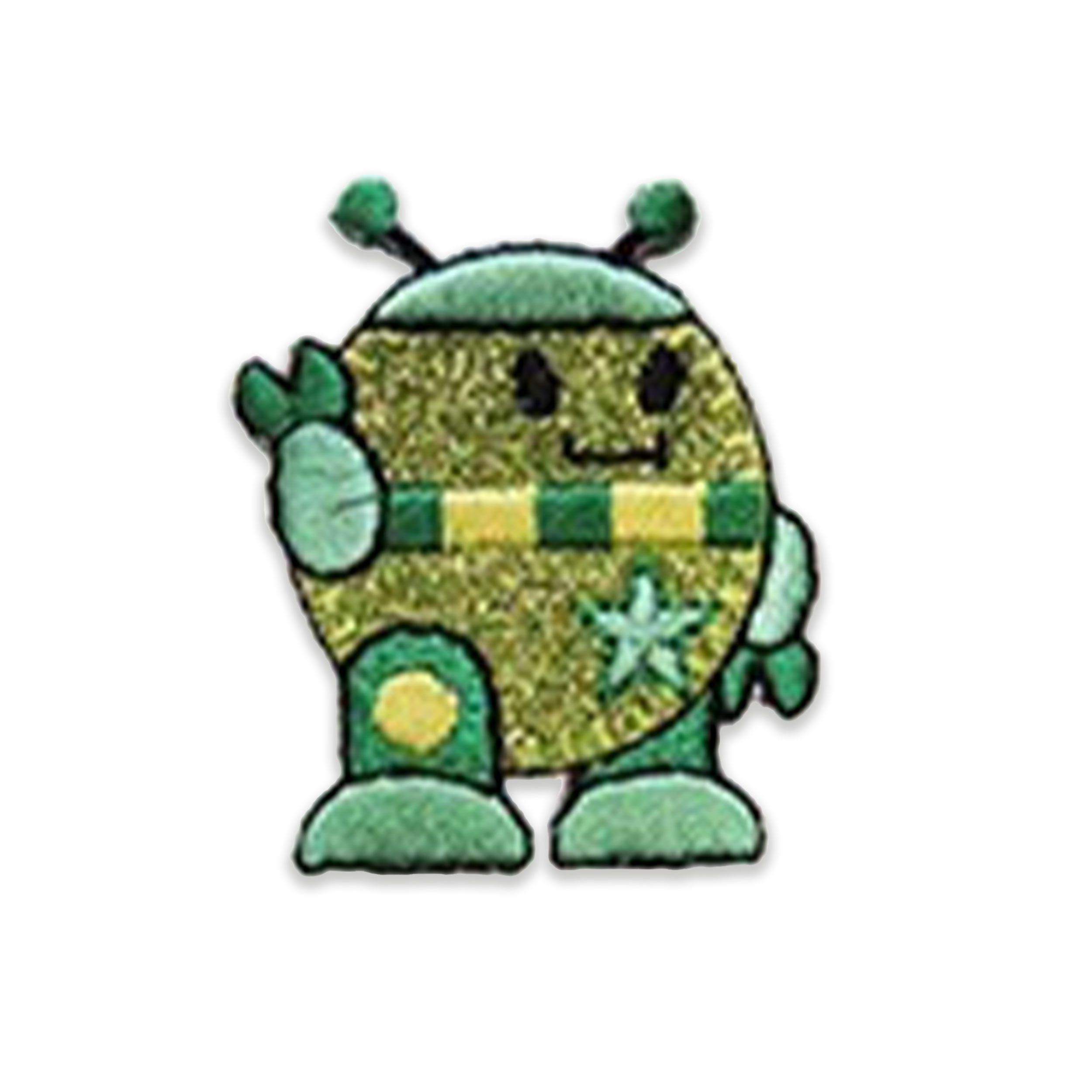 Glitter Green 'Star' Robot Heat-Adhesive Patch
