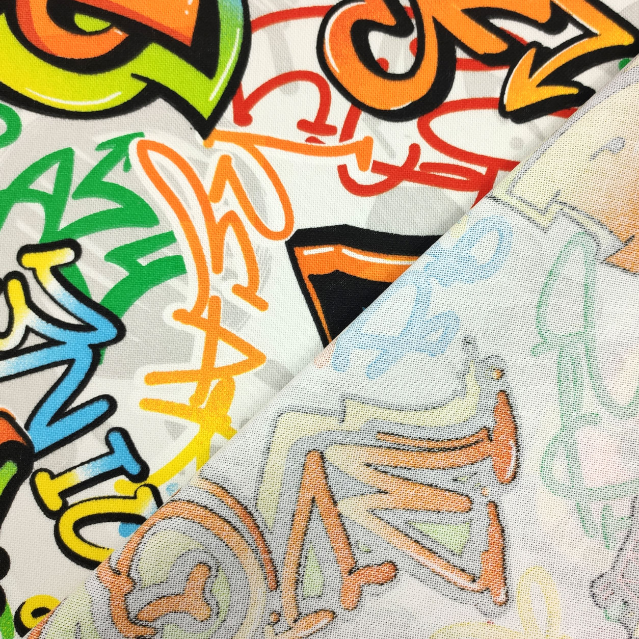 Half Panama Fabric with Printed Graffiti Art