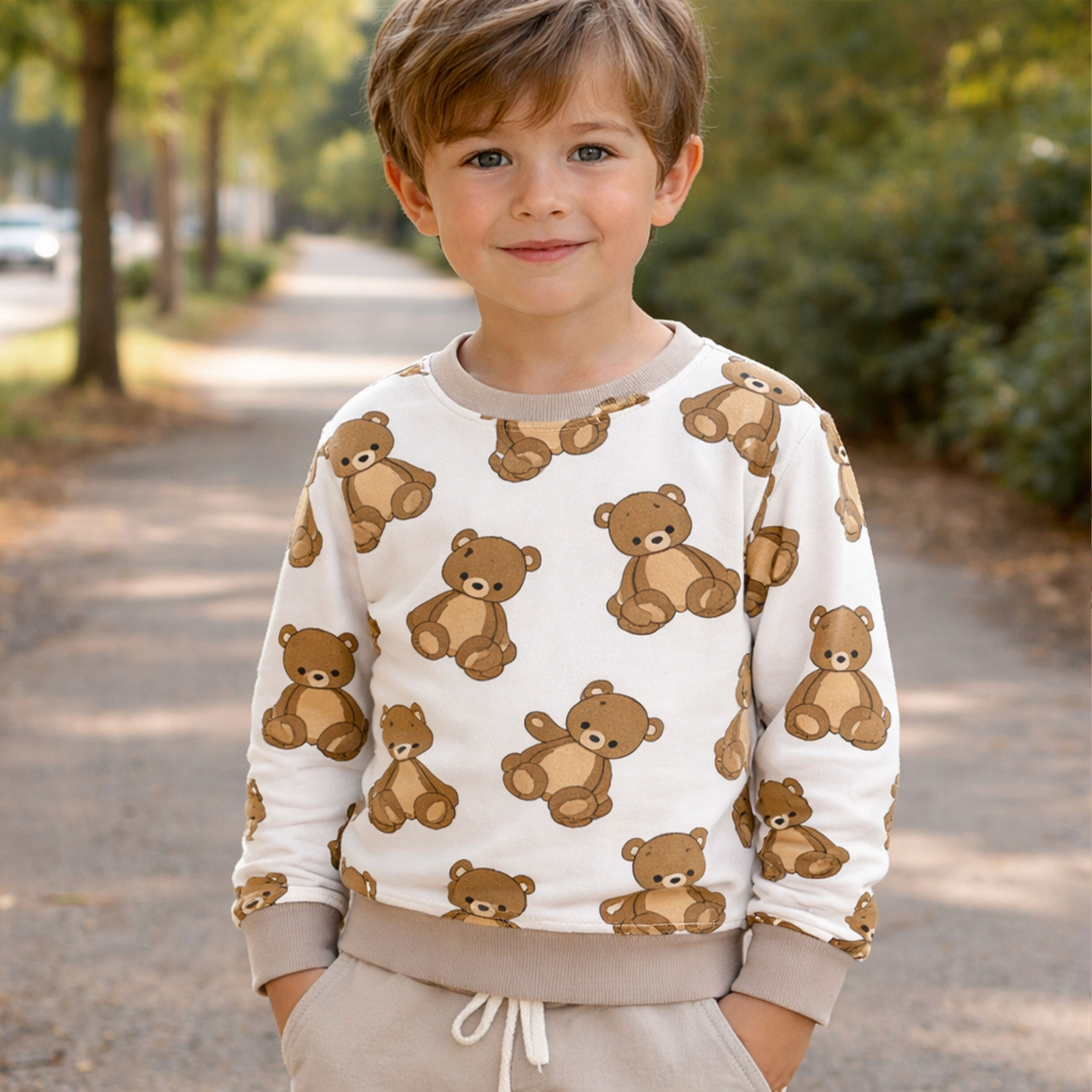 Sweatshirt French Terry Bears White Background