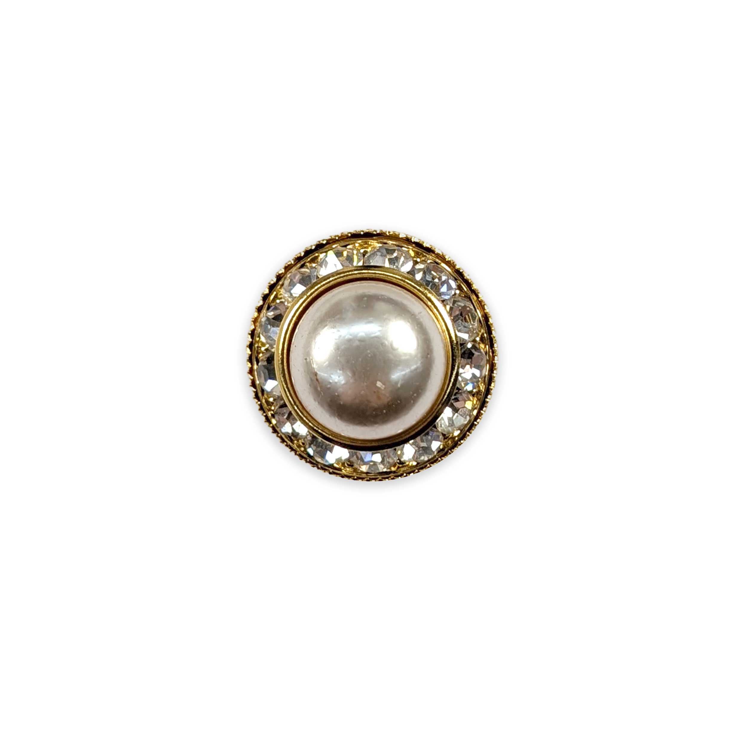 Bouton de bijou en or Gros strass et nacre | Panini