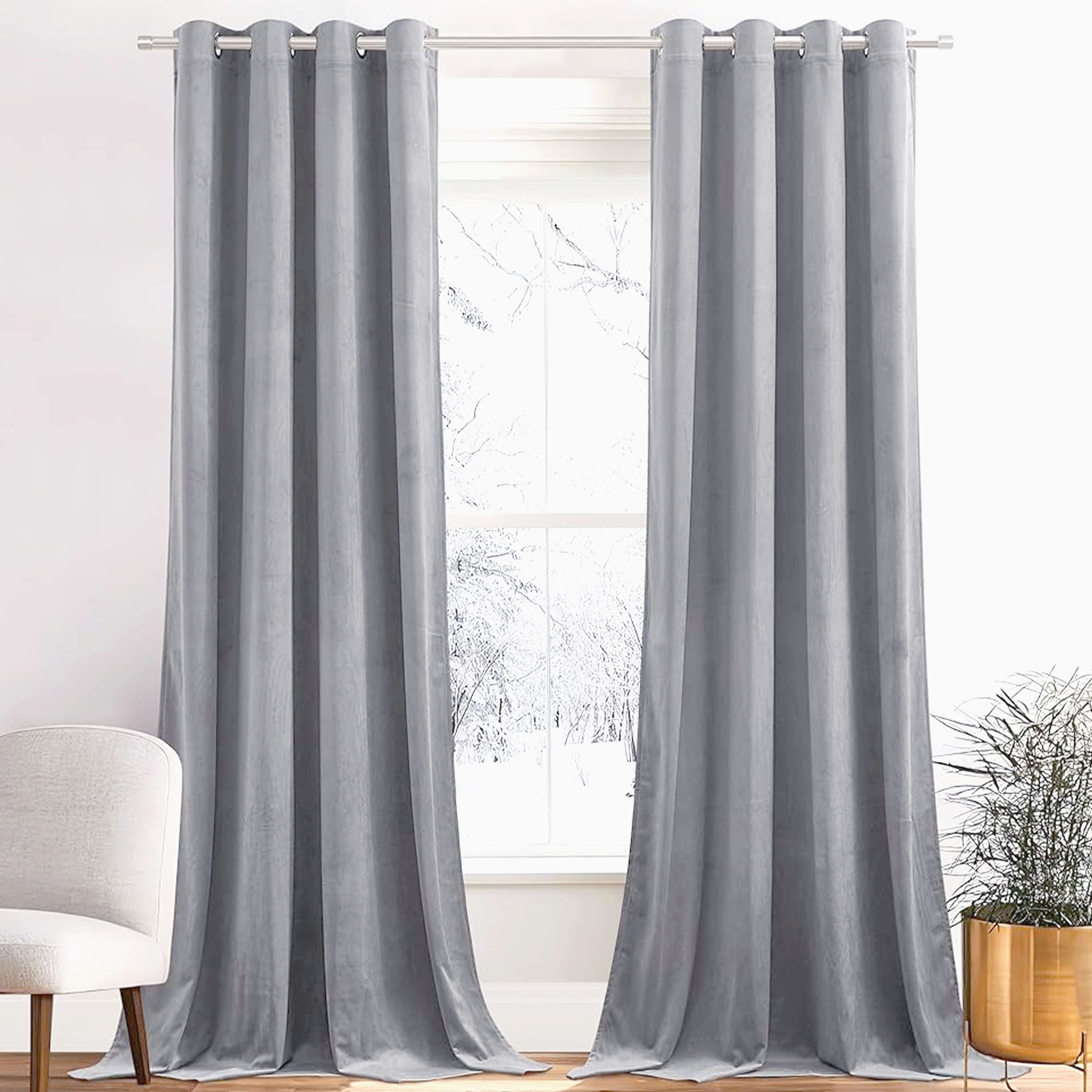 Cortina opaca de color gris sólido