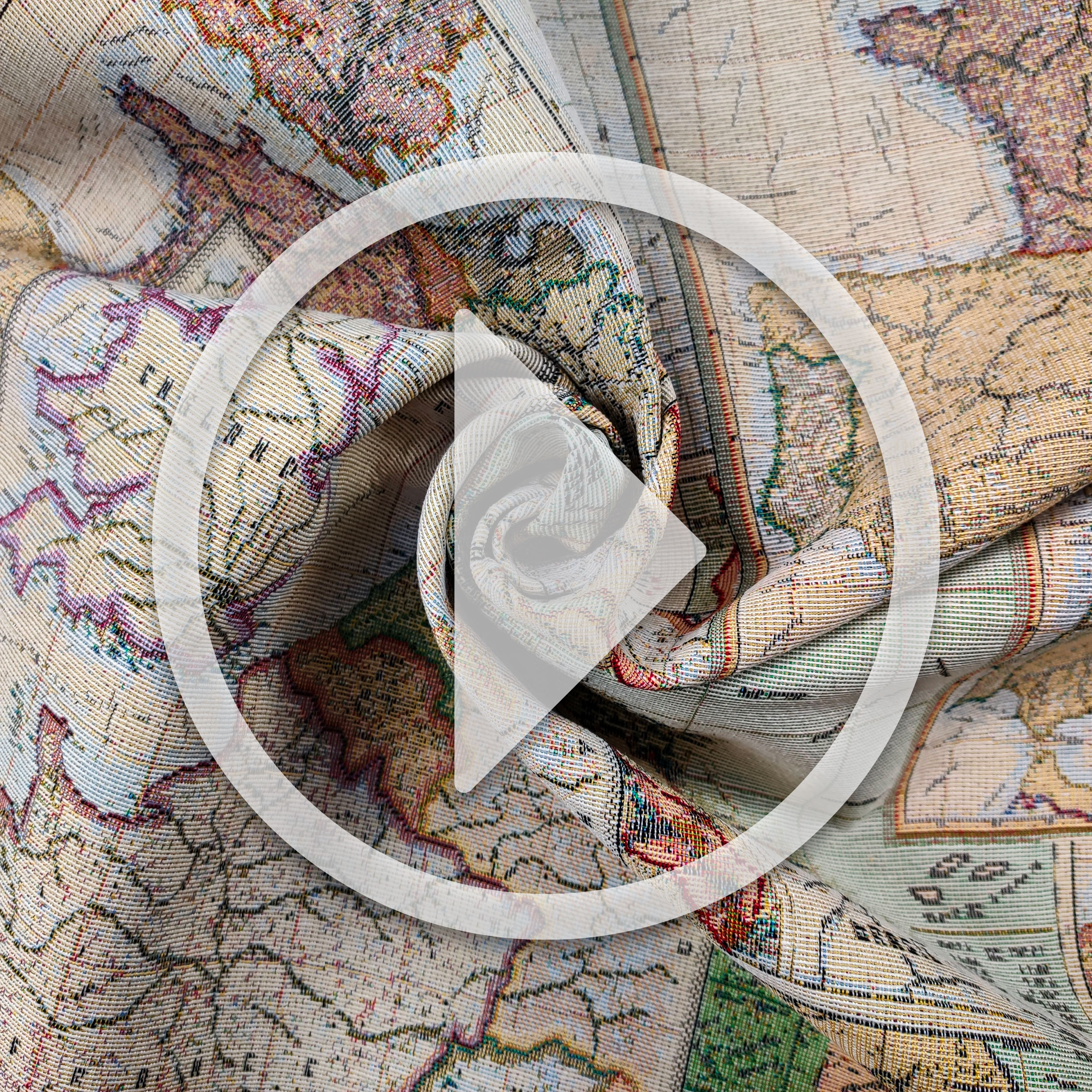Gobelin in Mixed Cotton World Map Fantasy