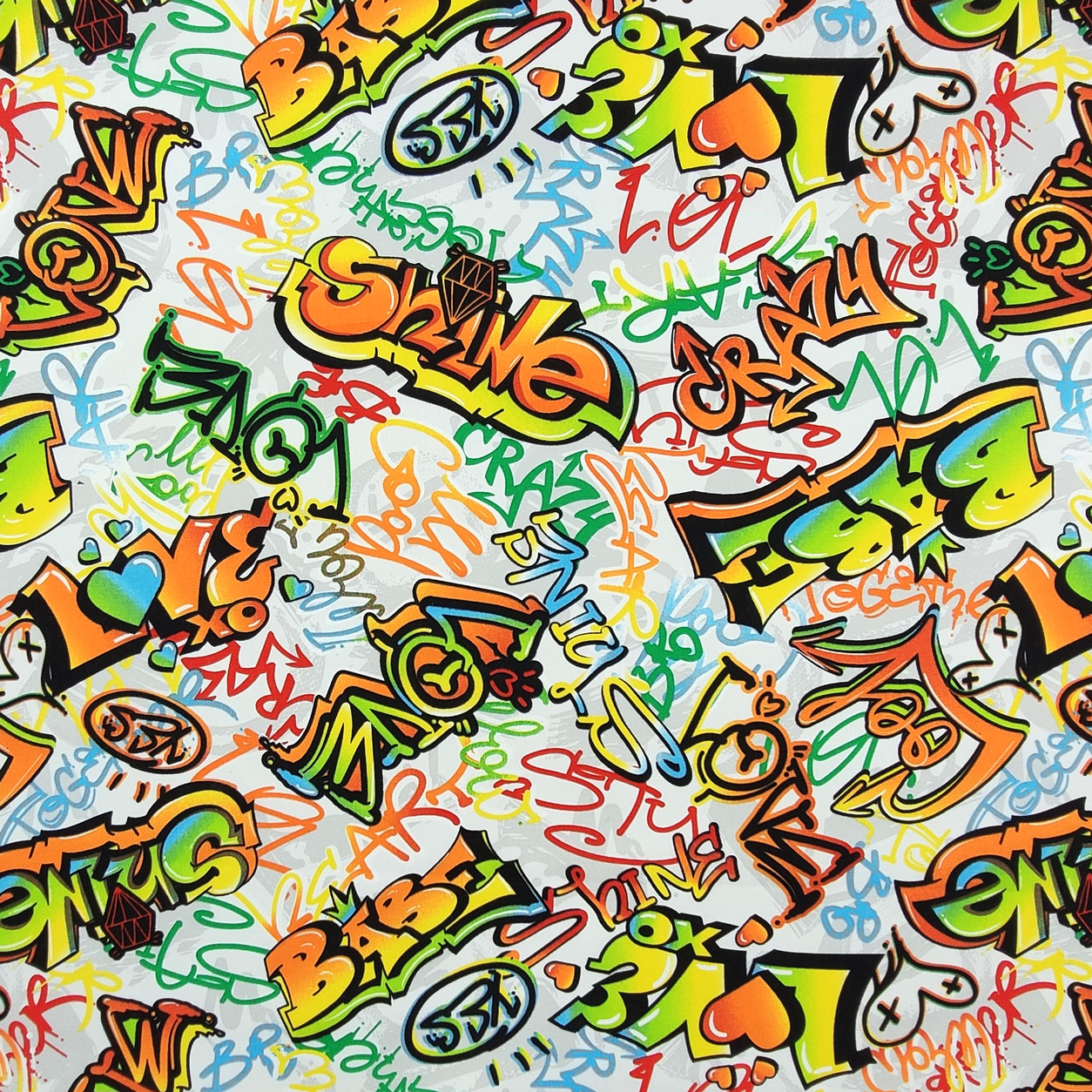 Half Panama Fabric with Printed Graffiti Art
