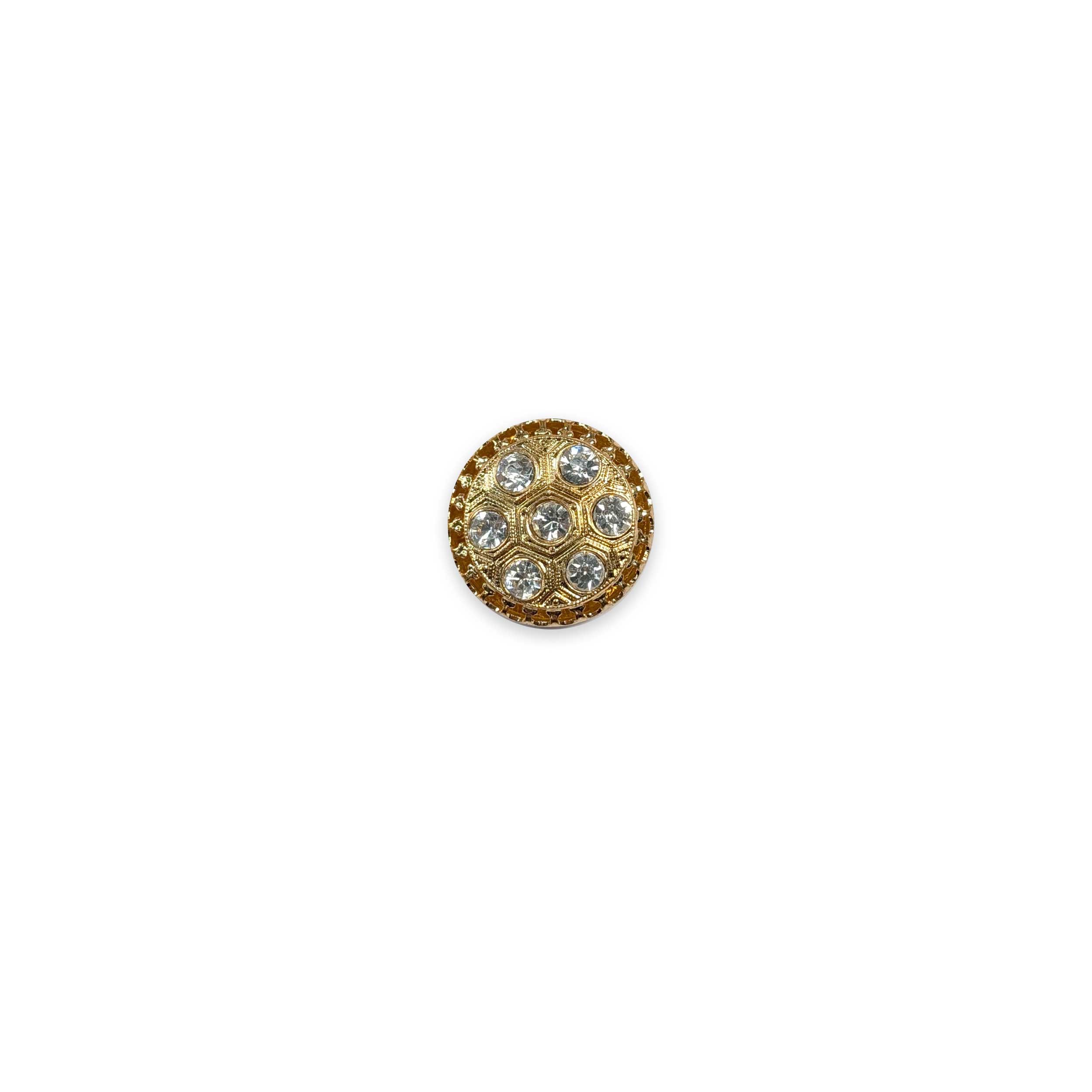 Bouton Bijou Or Fleur Pétales Rhinestones Lin34 | Panini