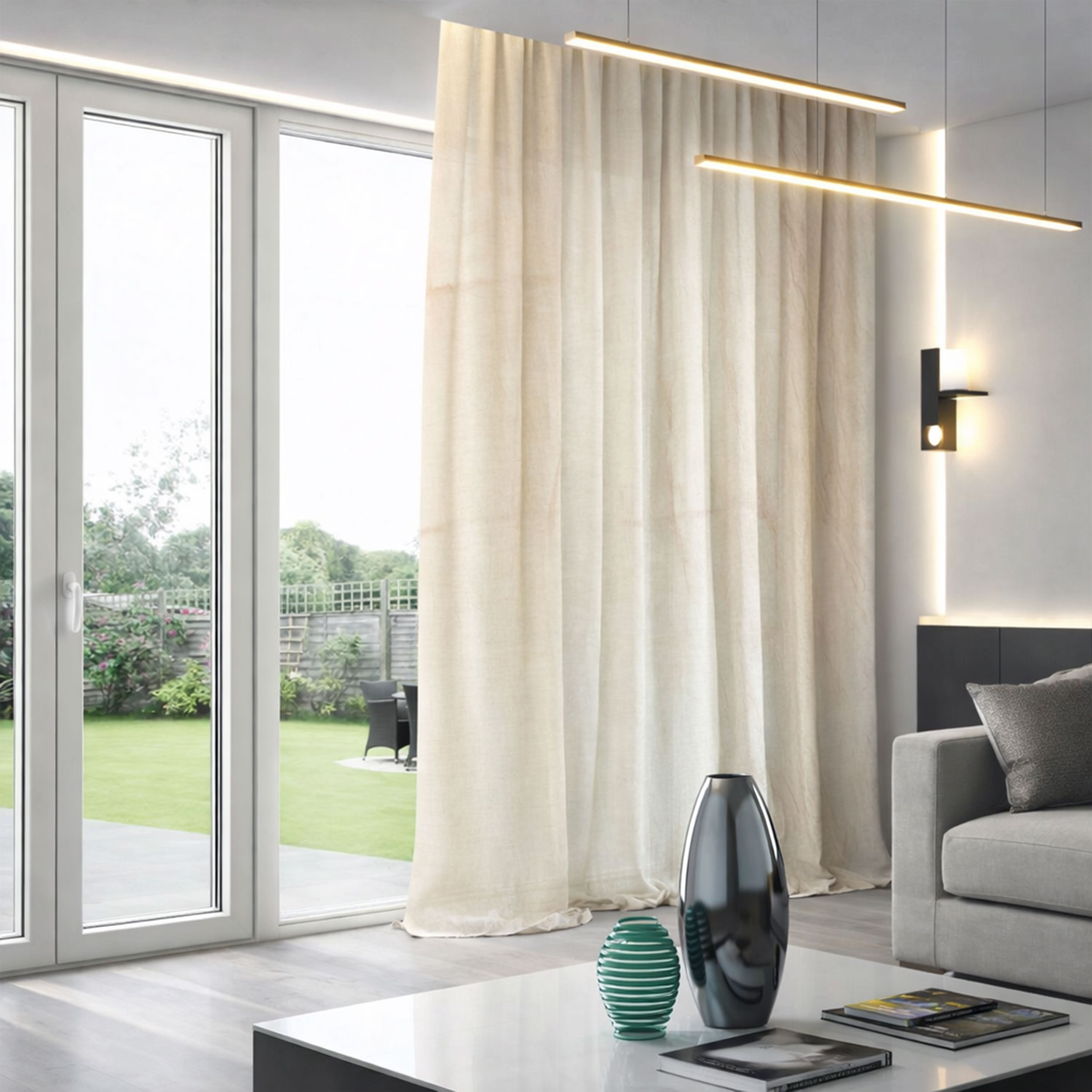 Curtain 100% Wrinkled Linen Champagne | Panini