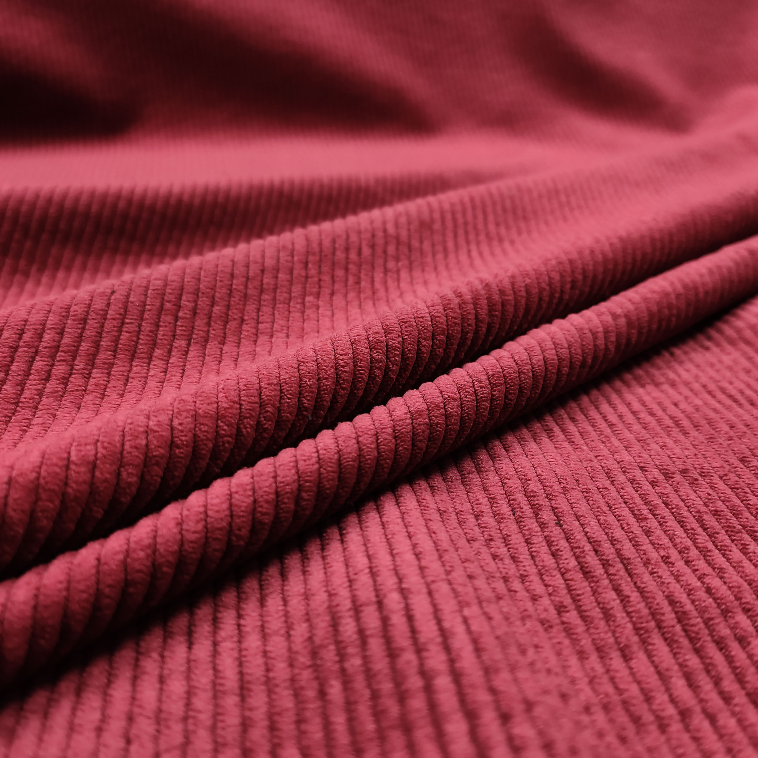 Red Ribbed Velvet Fabric