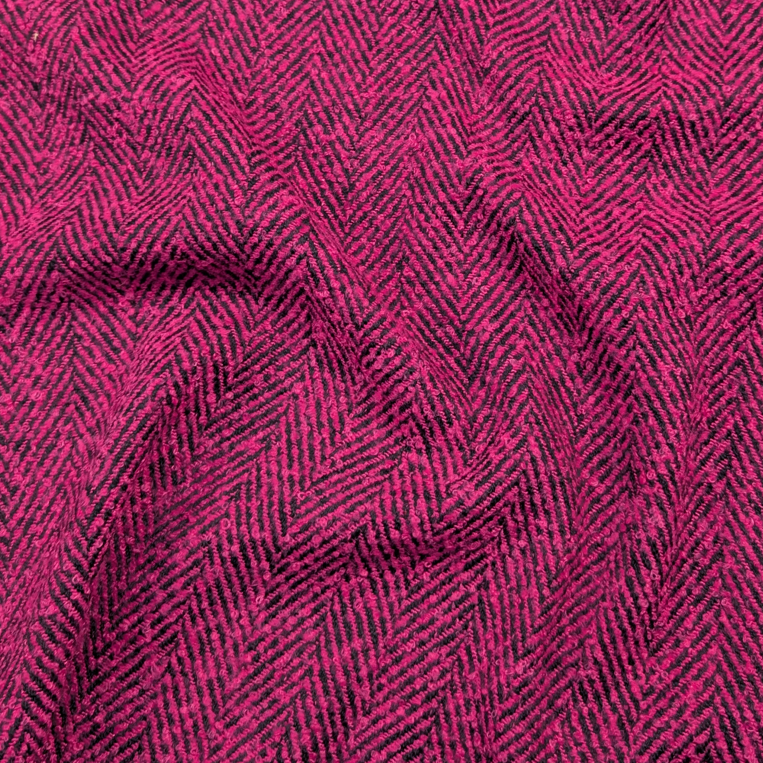 Fuxia and Black Herringbone Patterned Coat | Panini