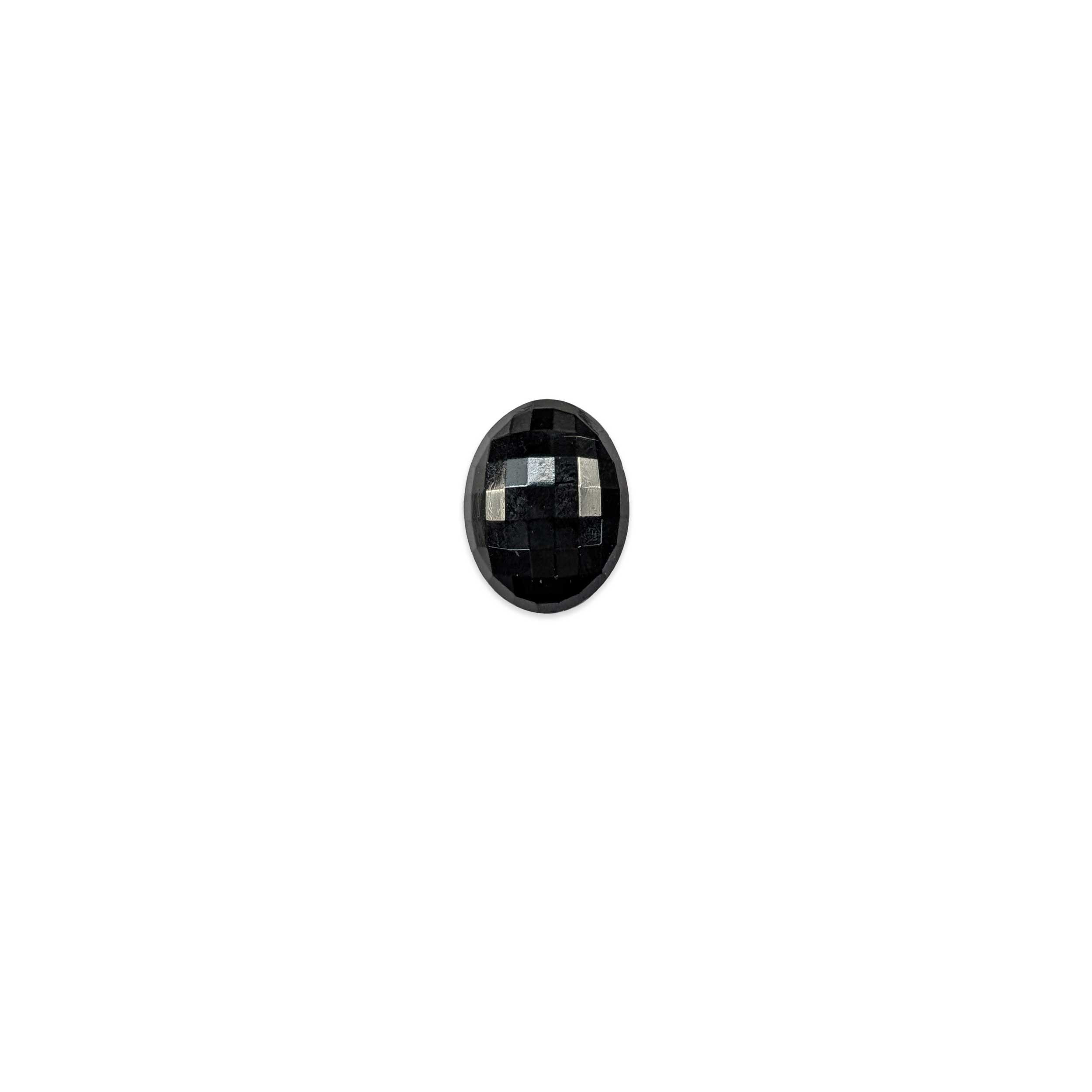 Oval Polished Black Faceted Stone Button | Panini