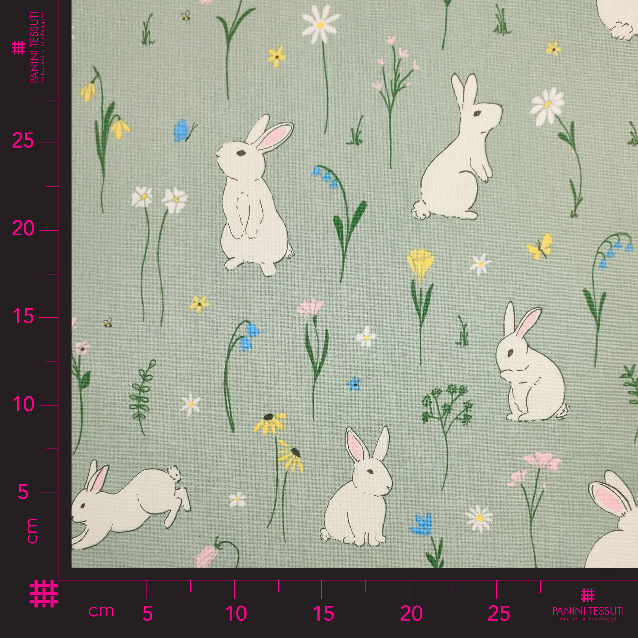 Half Panama Printed Fabric with Rabbits