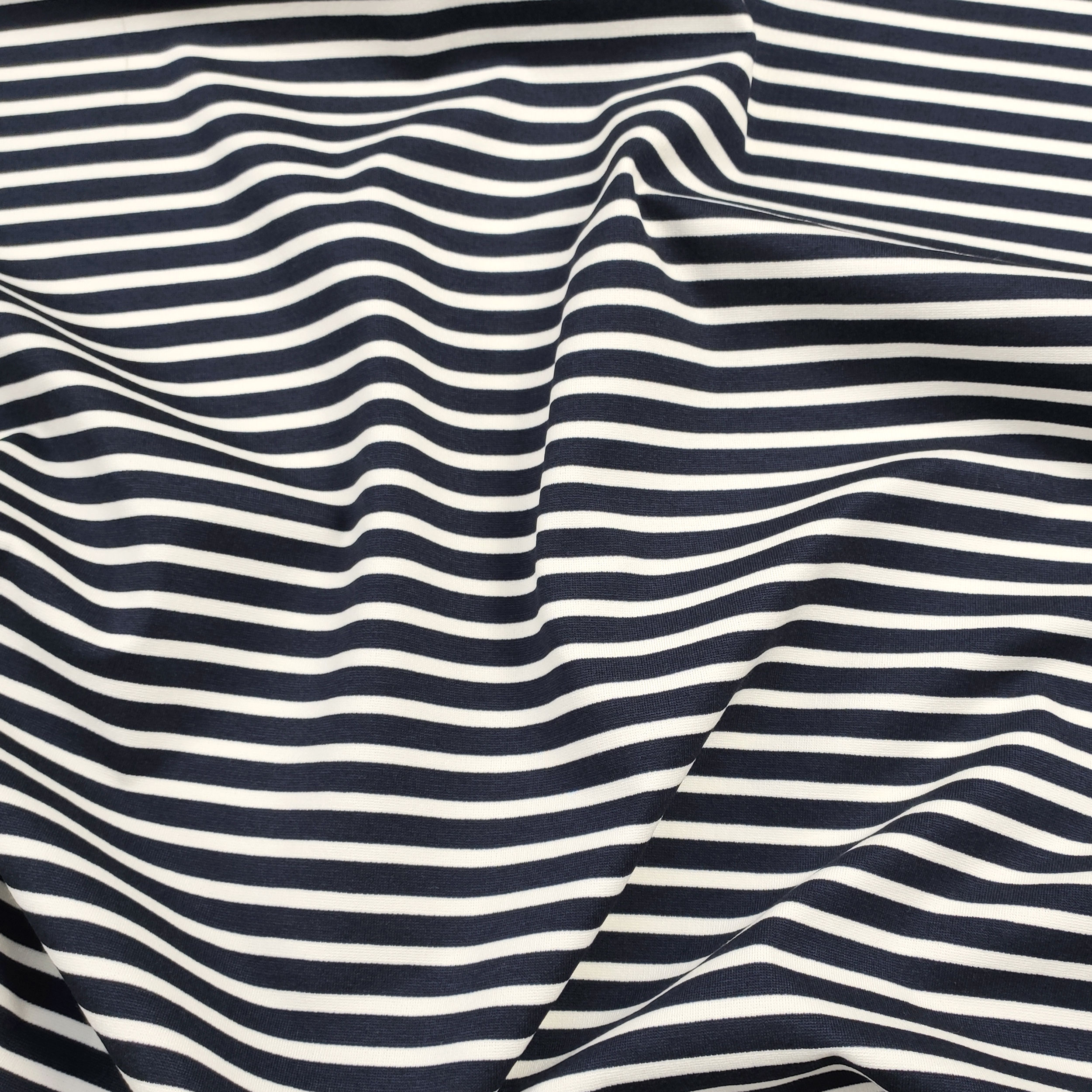 Milan Stitch Fabric White and Blue Stripes