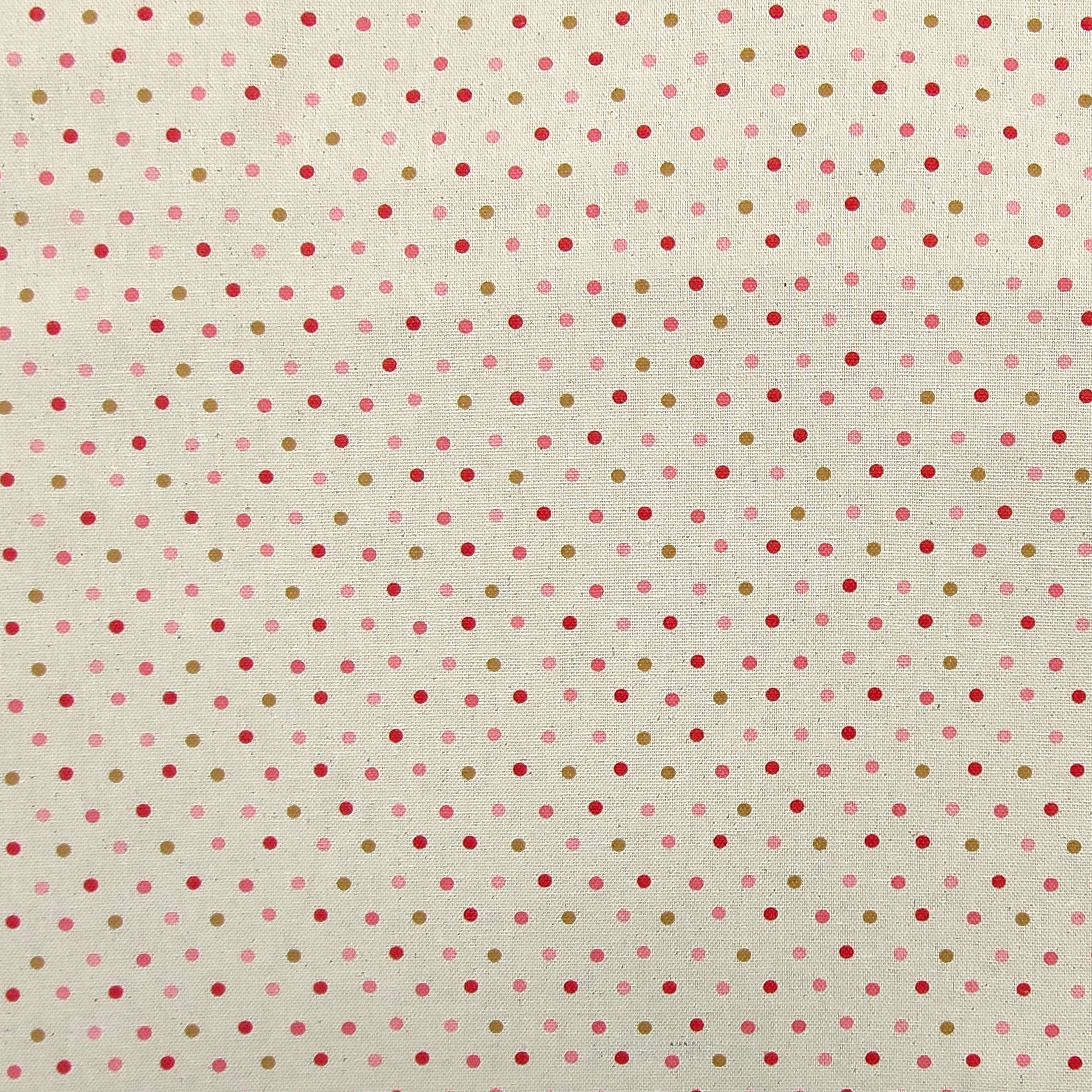 Pink Polka Dot Cotton Panama Fabric