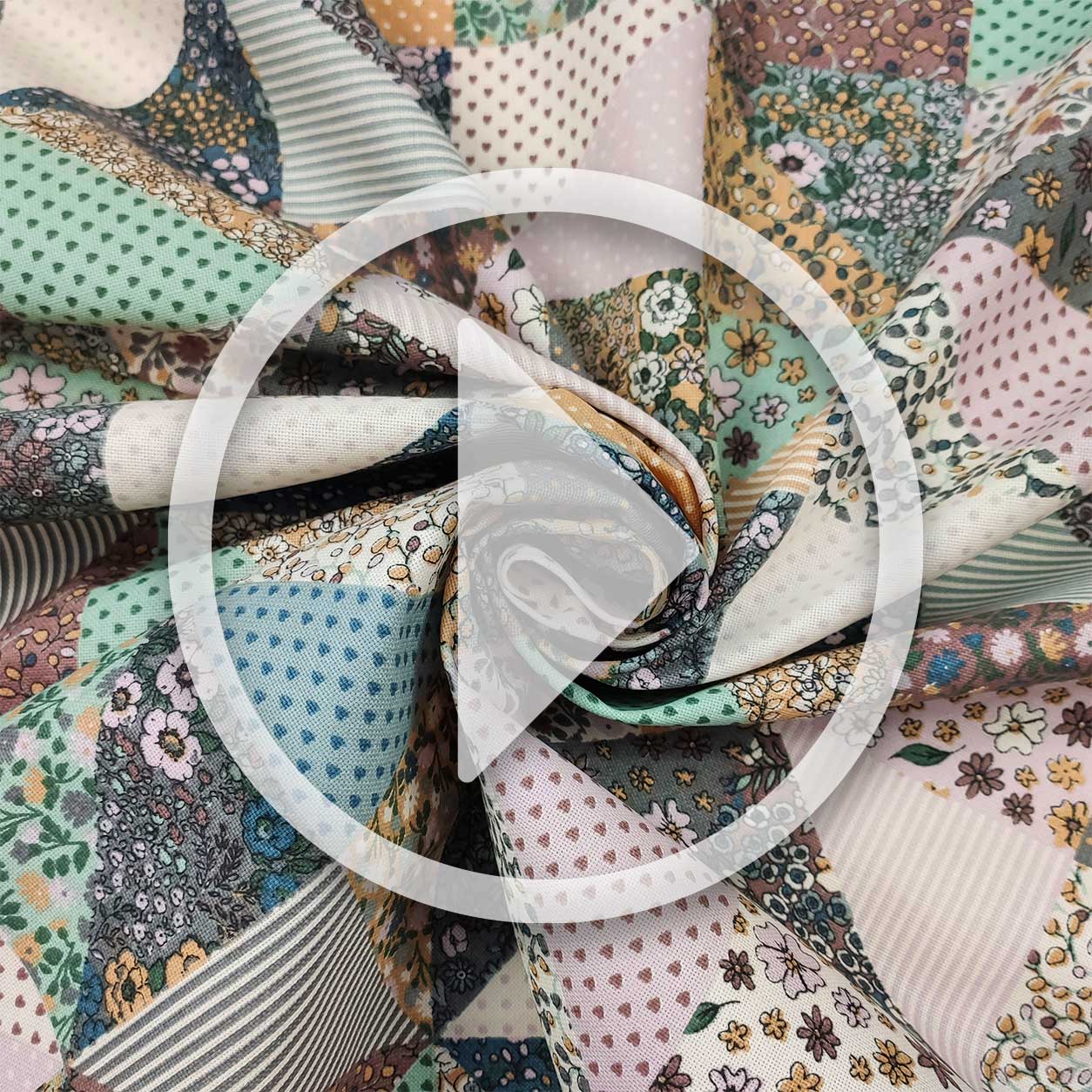 Half Panama Fabric with Floral Patchwork Motif