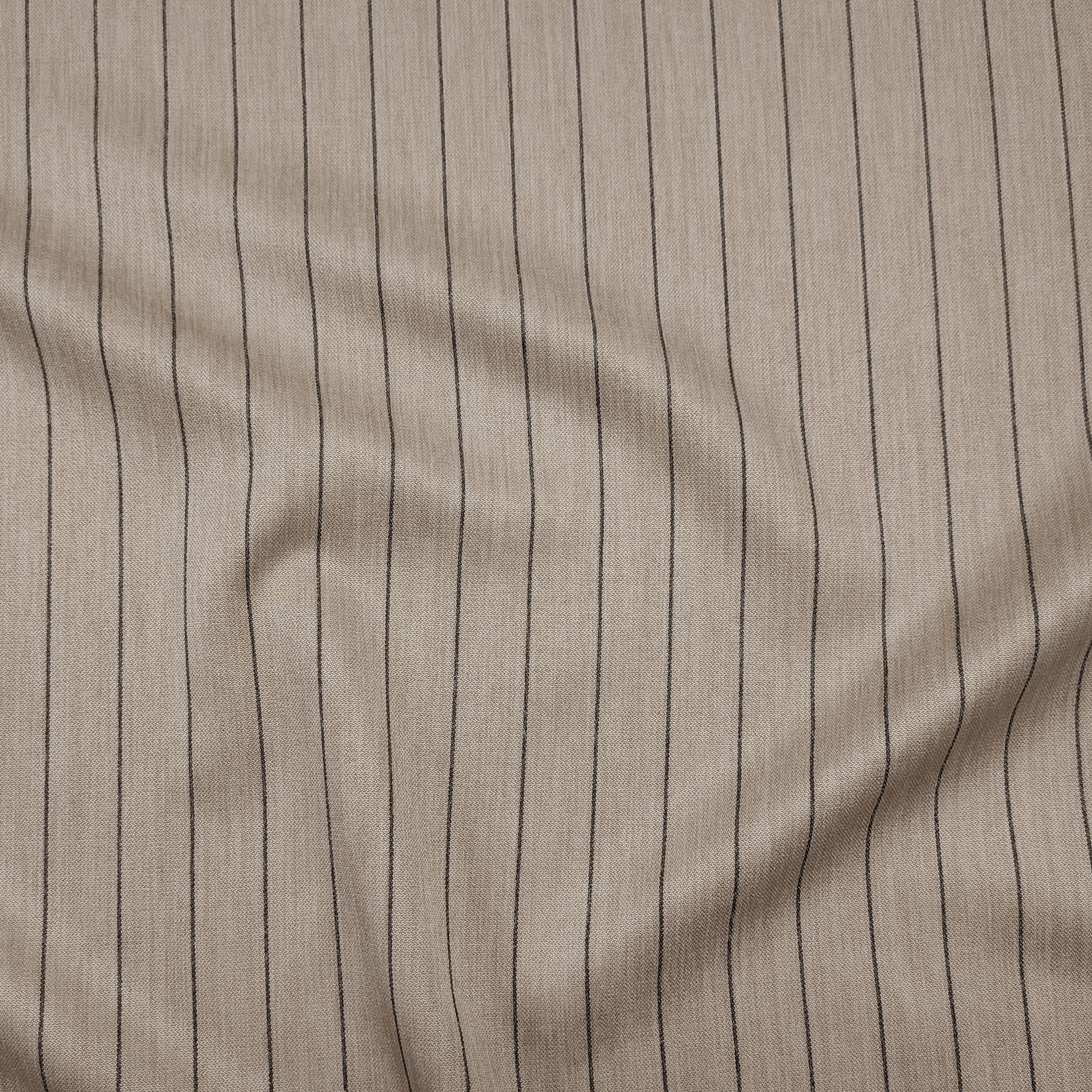 Stretch Cotton Blend Linen Pinstripe Beige