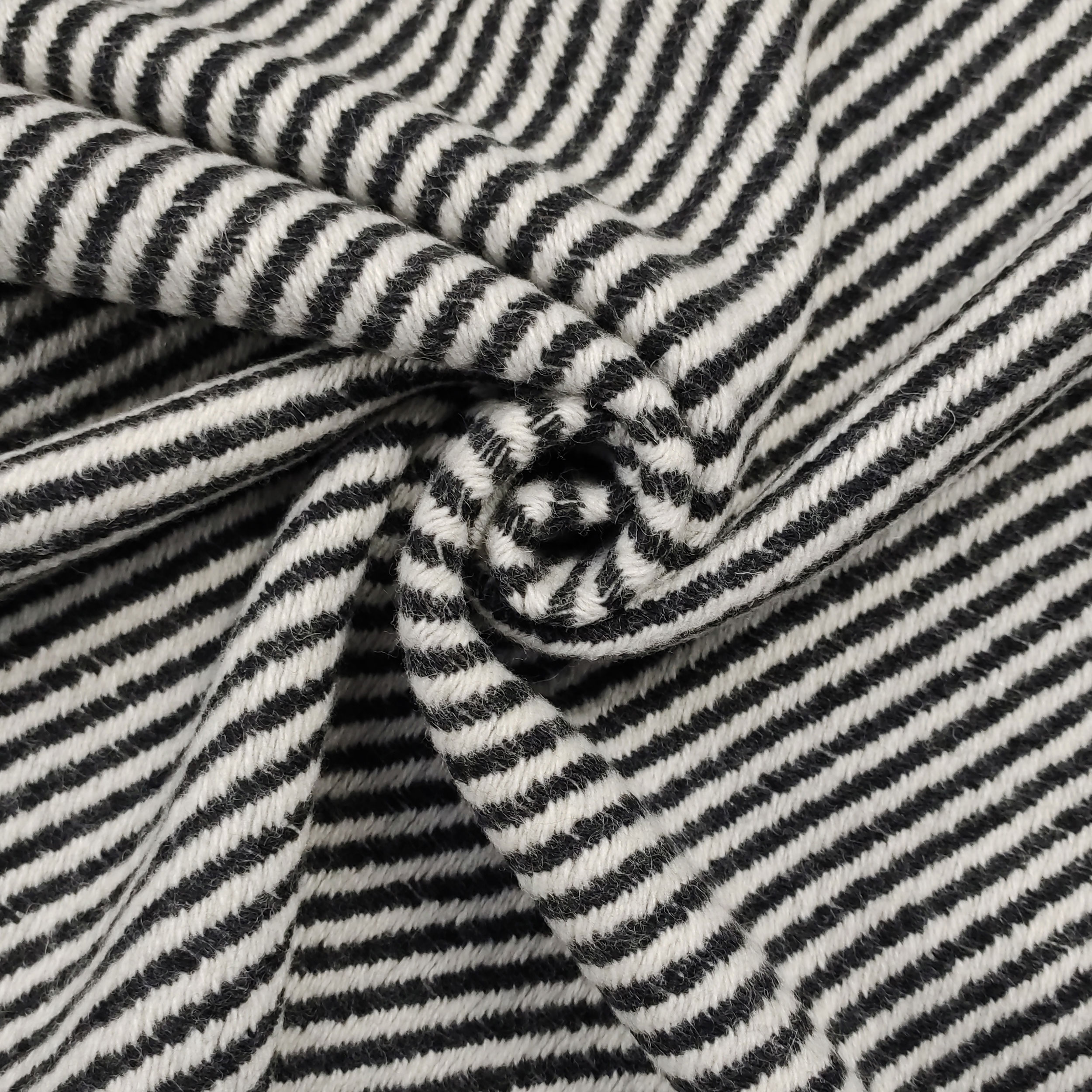 Black and White Diagonal Stripes Coat Fabric