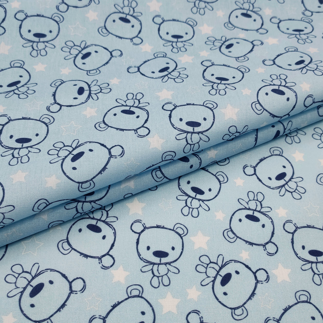 Tessuto Cotone Orsetto Azzurro | Panini Tessuti e Tendaggi